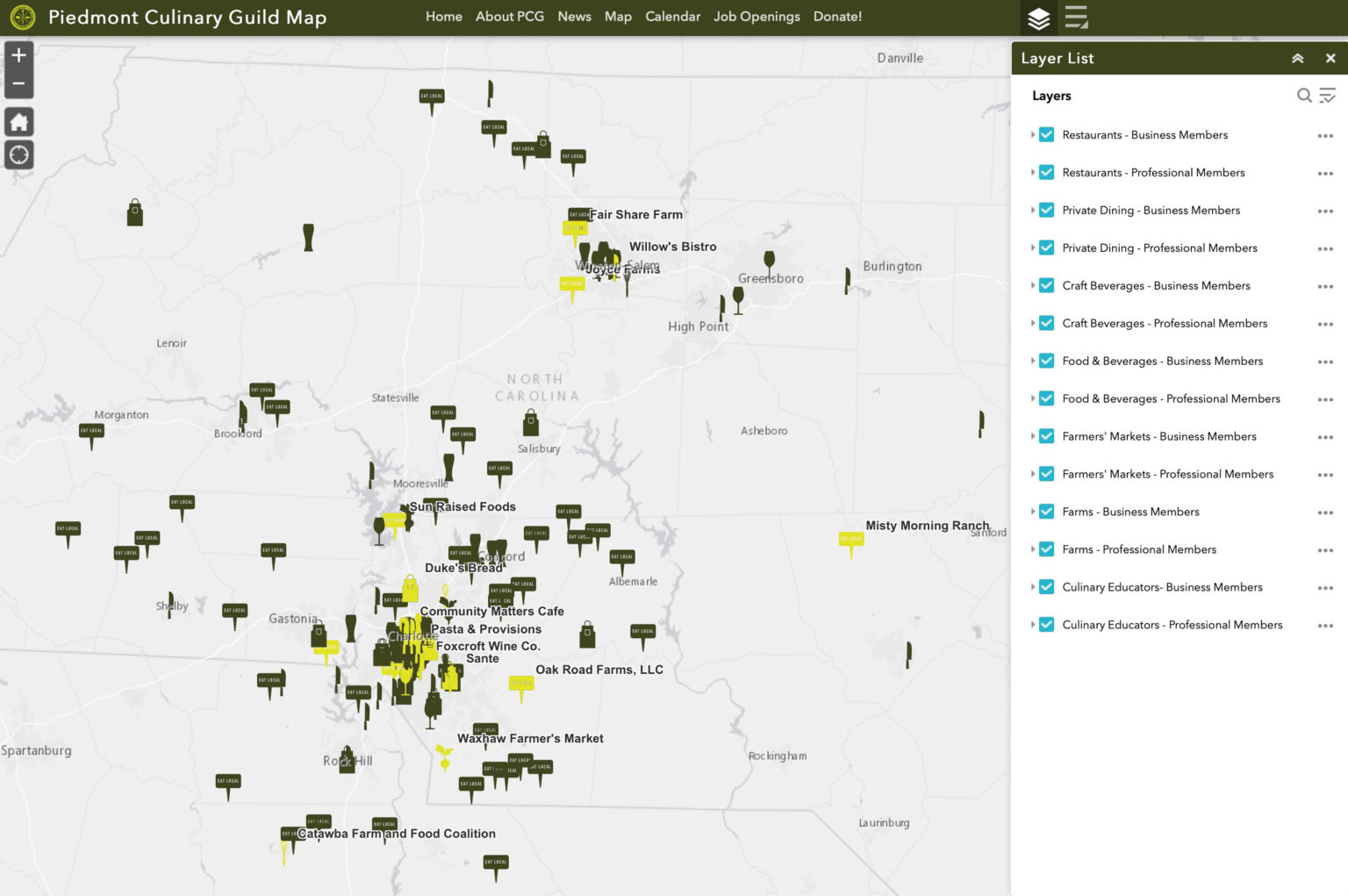 PCG Map | Piedmont Culinary Guild